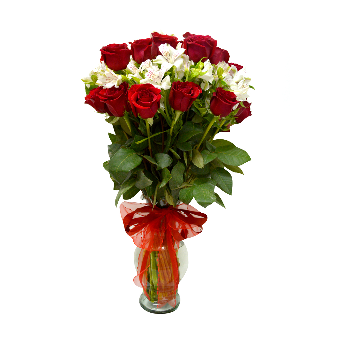 Florero con 24 Rosas mas Alstroemeria