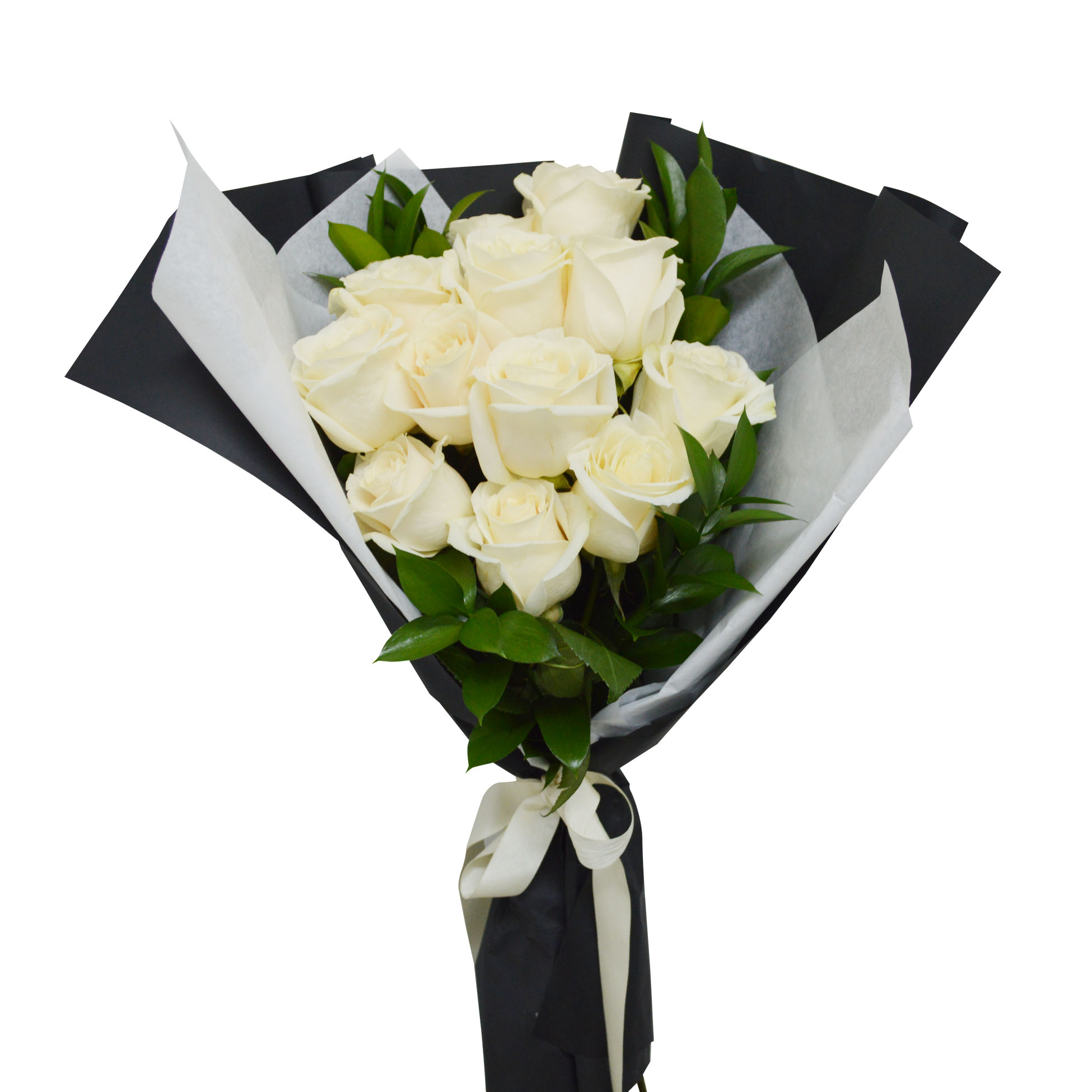 Ramo de 12 Rosas de color blanco